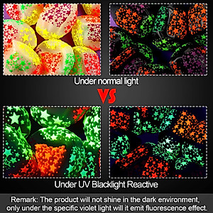 Chivao 50 Pieces Neon Glow Balloons Neon Stars Glow in Blacklight Black Light Fluorescent Mini Stars Party Balloons Neon Latex Balloons for Birthday Wedding Arch Party Decoration (Black, Clear)