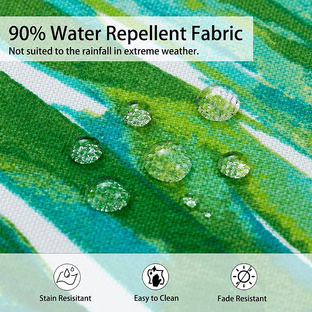 Magpie Fabrics 15" Round Bistro Seat Cushions with Ties, Set of 2, Waterproof All Weather Tufted 4" Thick Patio Chair Pads for Home Garden Dining Metal Stool - Green Palm Leaves