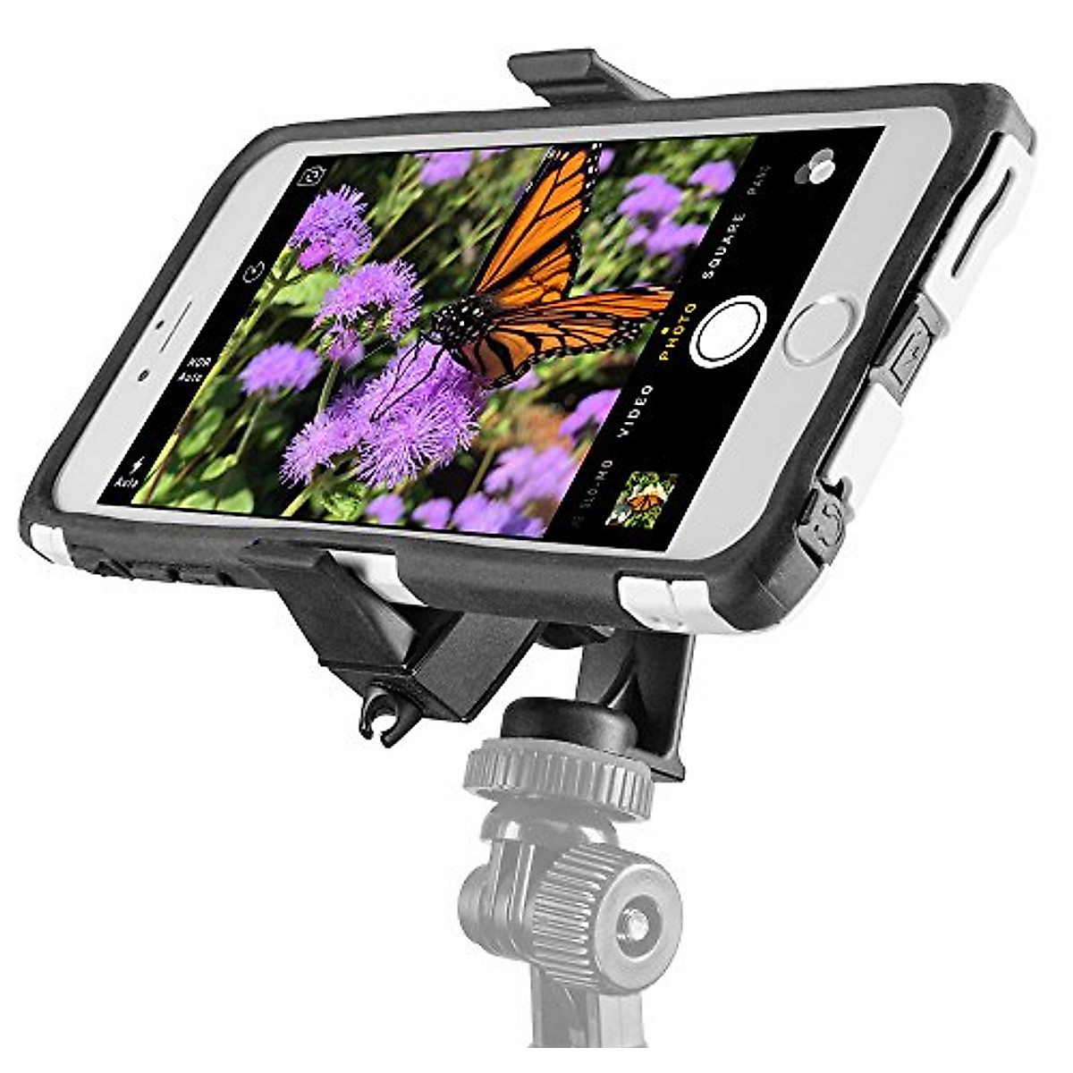 Arkon Tripod Adapter with Phone Holder for iPhone XS Max XS XR X 8 Galaxy S10 S9 Note 9 8 Retail Black & Mobile Grip 2 Phone Holder for iPhone 7 6S Plus 6 Plus 6S 6 5S Galaxy S7 S6 Note 5 Retail Black