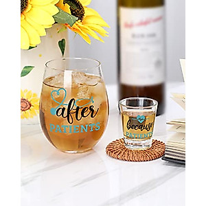 Before Patients After Patients Set Nurses Gifts 11 oz Coffee Mug 18 oz Stemless Wine Glass 2 oz Shot Glass, for Doctors Hygienists Dentist Physician Graduation Birthday Christmas Gift Idea