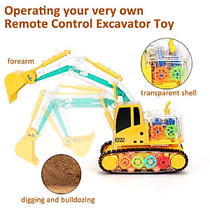 Remote Control Excavator,RC Excavator Toy Age 4-7 RC Construction Vehicles with Sound Lights Birthday for Boys 6 7 8 9
