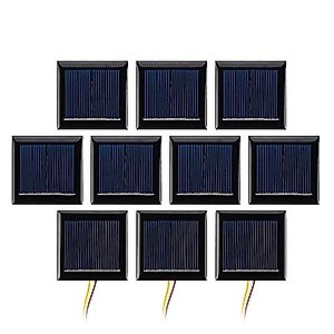 AOSHIKE 10Pcs 2V 130mA Micro Solar Panels Photovoltaic Solar Cells with Wires Solars Epoxy Plate DIY Projects Toys 54mm x 54mm/2.13" x 2.13"