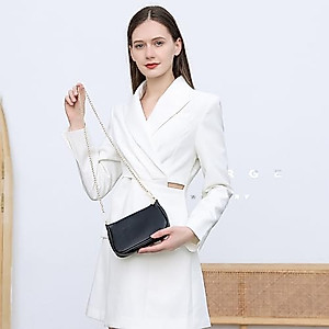 Herald Quilted Small Crossbody Bag for Women, Trendy Design Shoulder Side Handbag Clutch with Coin Purse & Chain Strap (Black)