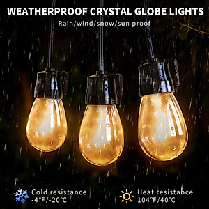 Famiatm 49 FT Outdoor String Lights, Shatterproof Remote Patio Lights with 7 Dimmable Warm Yellow LED Bulbs, IP65 Waterproof Outdoor LED Lights for Backyard Porch Cafe Party Wedding Garden