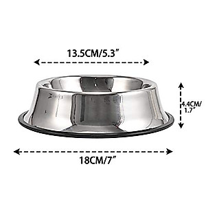 2Packs Stainless Steel Dog Bowl with Anti-Skid Rubber Base for Small/Medium/Large Pet, Perfect Dish, Pets Feeder Bowl and Water Bowl Perfect Choice for Dog Puppy Cat and Kitten (8oz)