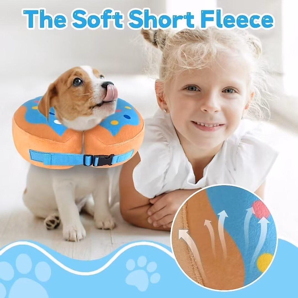 Inflatable Dog Collar Dog Donut Cone Collar Soft Recovery Pet Cone for Small Medium Large Dogs Cats Adjustable Donut Cone for Post Surgery Recovery-L