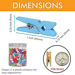 Mini Natural Wooden Clothespins, 320pcs, 1 Inch Photo Paper Peg Pin Craft Clips for Scrapbooking, Arts & Crafts, Hanging Photos 10 Colors (Multicolor)