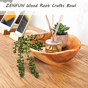 ZENFUN Wood Root Crafts Bowl, Natural Carved Wooden Bowl Fruit Salad Serving Bowl, Handmade Storage Bowl for Candy, Bread, Snacks, 7.8''-9.5'' Diameter