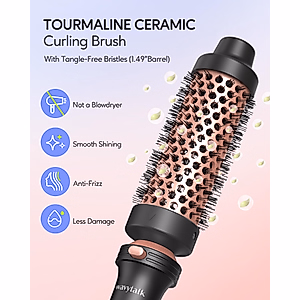 Wavytalk 5 in 1 Curling Iron,Curling Iron Set with Heated Round Brush and 4 Interchangeable Ceramic Curling Wand(0.5”-1.25"), Instant Heat Up,Dual Voltage Hair Curler