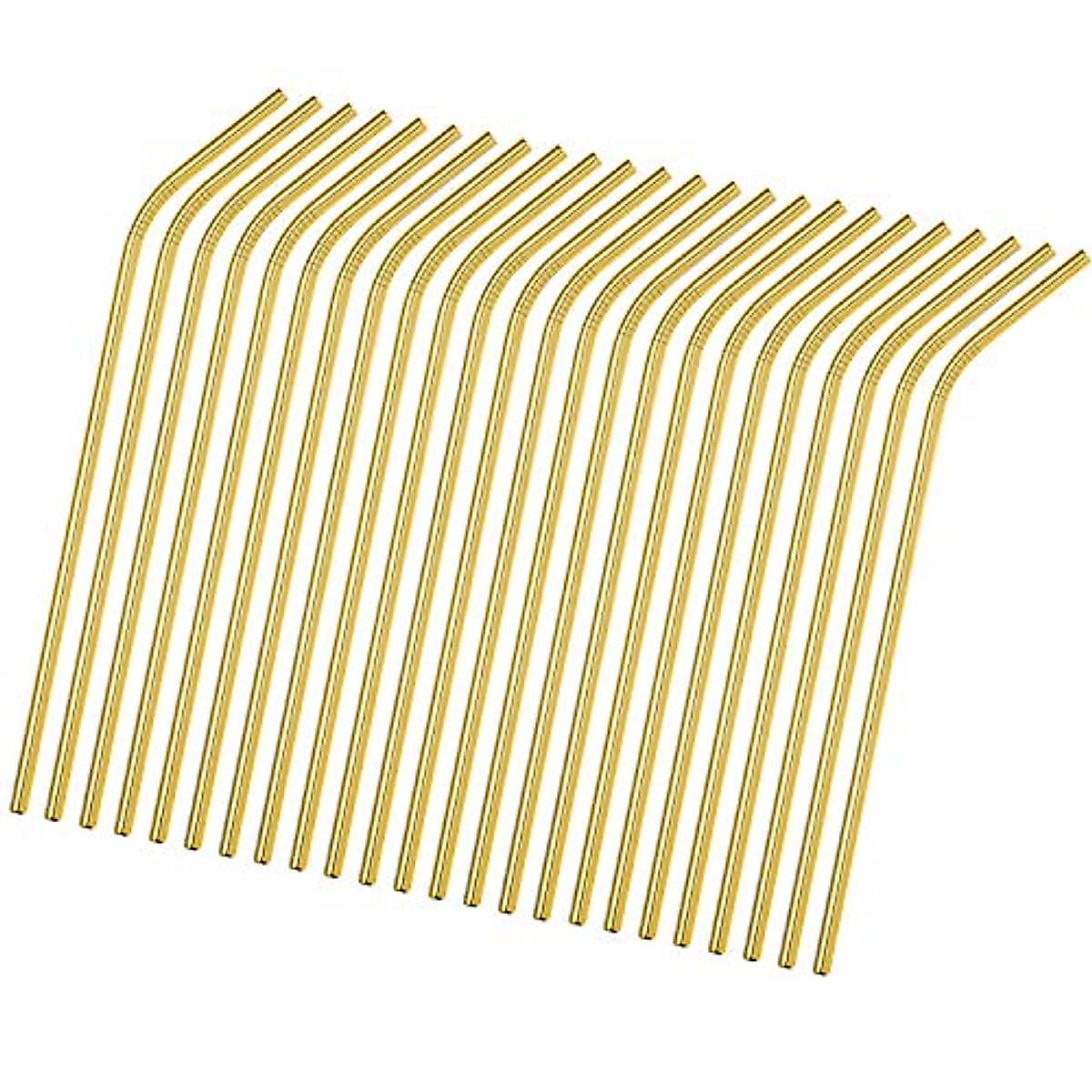 Reusable Metal Straws 50Pack.Ultra Long 10.5”Gold Color Stainless Steel Drinking Straws in Bulk For Wholesale.265x6mm Straight Curved Straws for 20/30oz Tumblers Yeti (50pcs all bent Gold-10.5")