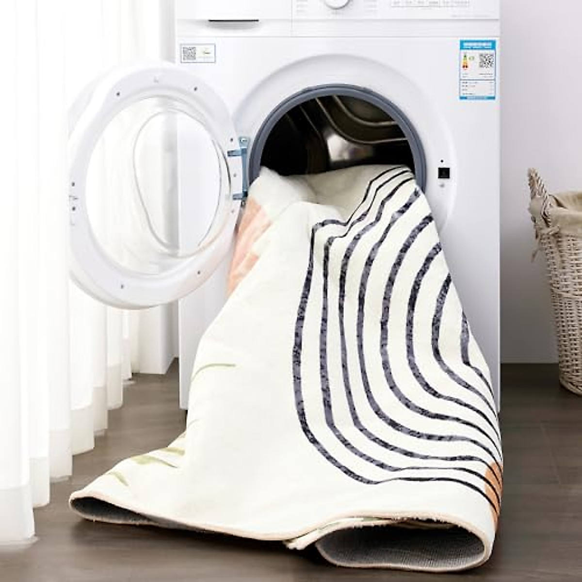 RoomTalks Boho Cute Bathroom Rugs Bath Mat Non Slip Washable, Modern Abstract Geometric Shape with Tropical Leaves 2x3 Small Area Rug for Bedroom Kitchen, Neutral Contemporary Retro Indoor Entry Rug