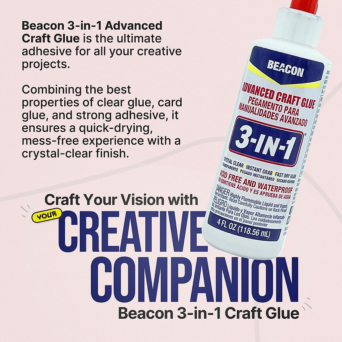 Beacon 3-in-1 Advanced Crafting Glue, 4-Ounce, 1-Pack
