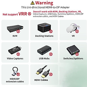 BENFEI HDMI to DisplayPort, Uni-Directional HDMI (Source) to DisplayPort (Display) Adapter 4K@60Hz/2K@144Hz/1080P@165Hz Compatible with Laptop, Xbox 360 One, PS4 PS3 Device