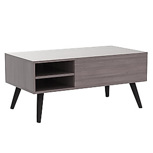 WLIVE Lift Top Coffee Table with Storage for Living Room,Small Hidden Compartment and Adjustable Shelf,Mid Century, Modern ,Wood,Grey