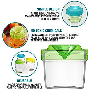 Masontops Trap Caps - Reusable Indoor/Outdoor Fruit Fly Trap Catching Lids - Fits Any Regular Mouth Mason Jar - 4 Pack