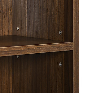 DESIGNER97 8-Tier Media Tower Rack CD DVD Slim Storage Cabinet Adjustable Shelves Tall Narrow Bookcase Display Bookshelf Multi-Functional Double-Decker Bookcase Walnut