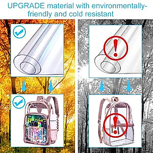 KLFVB Clear Backpack Heavy Duty, See Through Transparent Bookbag - Pink One Size