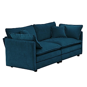 Suheww Comfort Chenille Loveseat Sofa, Modern Love Seat 2-Seater Sofa Cloud Couches for Living Room Bedroom Office Apartment (Blue, Loveseat)