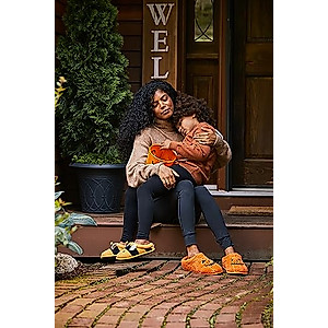 Dearfoams Unisex Spooky Fuzzy Halloween Jack o Lantern Slipper, Adult Pumpkin, 5-6 US Women