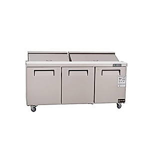 Aceland ASR-72B Sandwich Salad Prep Table 3 Door 72" Stainless Steel Counter Fan Cooling Refrigerator with pans-72Inches for Restaurant, Bar, Shop, Residential(Commercial Kitchen Equipment)