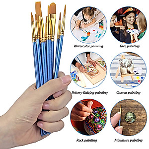 Paint Brushes Palettes Set by DUGATO, 2 Packs/20pcs Round Pointed Tip Nylon Hair Brushes with 5 Paint Trays for Acrylic Watercolor Oil Gouache Tempera and Body Painting