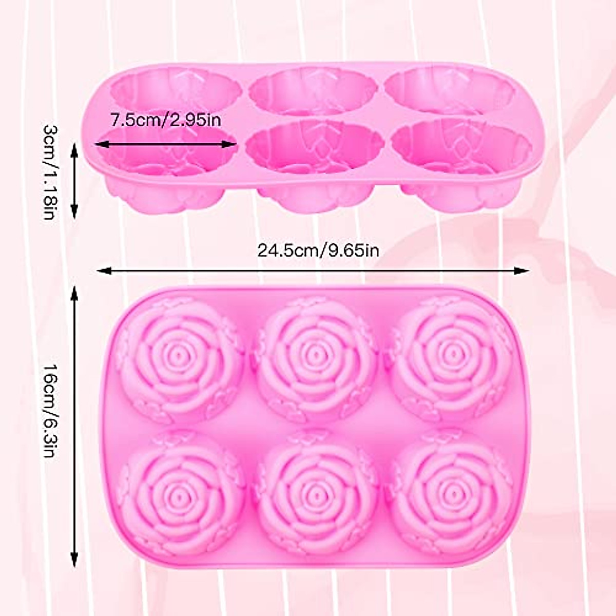 MOTZU 6 Cavity Rose Flower Silicone Ice Cube Candy Chocolate Cake Cookie Cupcake Baking Soap Mould