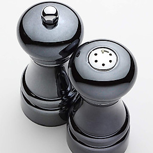 Chef Specialties Midnight Pepper Mill and Salt Shaker Set, 4.25 Inch, Black Chrome