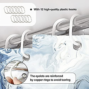 MIRRORANG Blue Marble Waterproof Fabric Shower Curtain for Bathroom Luxury Washable with 12 Hooks,72x72 Inch