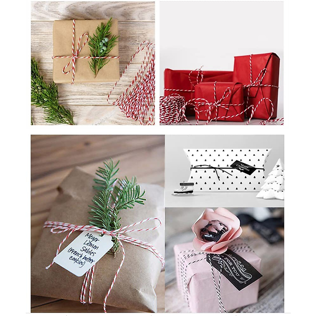 Cotton Bakers Twine，328 Feet Cotton Cord Crafts Twine String Natural Blue Cotton String Twine for Gift Wrapping, Christmas Decor, Bottle Decorations, Baby Shower Decor