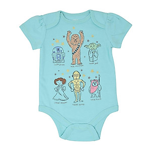 STAR WARS Baby Girls 5 Pack Bodysuits Princess Leia Yoda Chewbacca 3-6 Months