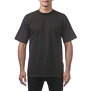 Pro Club Men's Heavyweight Cotton Short Sleeve Crew Neck T-Shirt, Black, 2X-Large