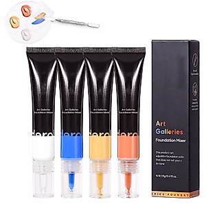 4 Pcs Foundation Mixing Pigment Set, Liquid Foundation Mixing Pigment for Adjusting Shade Foundation Color Corrector, Sweat-Proof Long Lasting Silky-Smooth Liquid Foundation,1.33 oz/pcs