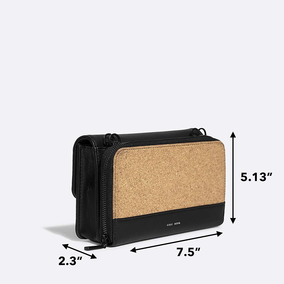 Pixie Mood Jane 7.5 x 5.13 Vegan Leather 2-in-1 Crossbody Wallet Purse, Black