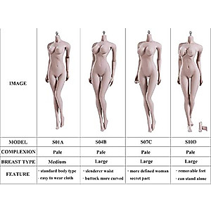 HiPlay TBLeague 1/6 Scale 12 inch Female Super Flexible Seamless Figure Body, Standard Body Type, Minature Collectible Action Figures (Pale Skin, S10D)