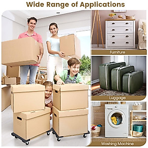 S AFSTAR 4-Wheel Dolly Cart, 1000 LBS Moving Cart, 30.5" x 18.5" Furniture Dolly with 4 Universal Wheels & Cut-Out Handle, Non-Slip Heavy-Duty Mover Dolly for Washing Machine House Moving (2-Pack)