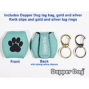 Dapper Dog Dog Tag Silencer with Gold and Silver Kwik Clips and Gold and Silver Tag Rings (Teal with Black Paw)