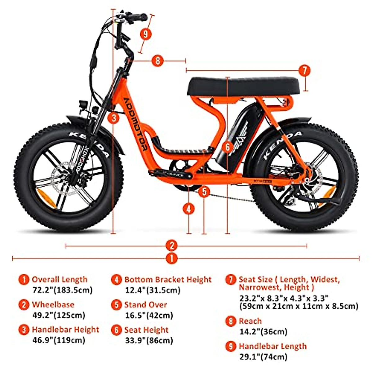 ADDMOTOR Motan Ebike Moped-Style 20'' Fat Tire Electric Bike, 105 MI, 750W Motor, 48V/20Ah Battery UL Certified, M-66 R7 Step Thru Snow Mountain Electric Bicycle with Long Banana Seat