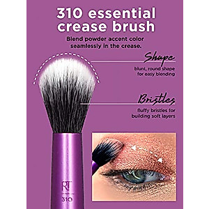 Real Techniques Cruelty Free Enhanced Eye Set, Eyeshadow and Brow Brushes, Purple, 6 Piece Makeup Brush Kit