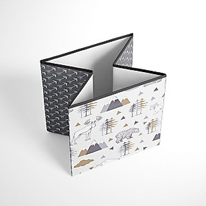 Bacati Woodlands Grey/Beige Neutral Cotton Storage Box Small, Beige/Grey