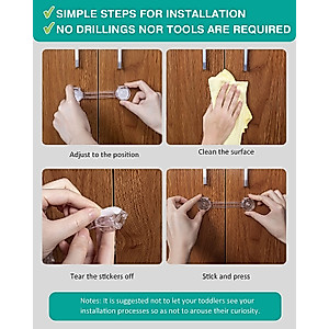 DUOSI 20 Pack Cabinet Locks for Babies, 10 Transparent Cabinet Locks + 10 White Child Safety Locks, No Screws and Magnets Fridge Refrigerators Locks Baby Proofing Lock for Kitchen Cabinets and Drawers