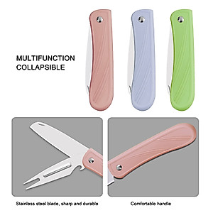 Paring Knife, 3 Pieces of Multifunction Fruit Knife, Exquisite and Beautiful, Small and Easy to Carry, Foldable Fruit Knife Suitable for Most Types of Vegetables,bread and Fruits( Pink, Blue, Green)