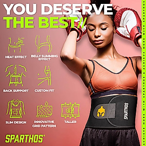 Sparthos Waist Trimmer Belt - Neoprene Waste Trainer Trainers Band for Workout, Sweat Stomach Fat - Sweet Burning Sauna Slimming Ab Shaper Belt - Lose Belly Tummy Corset - for Men and Women (XL)