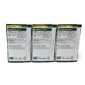 Traditional Medicinals Organic Raspberry Leaf Herbal Tea Caffeine Free, 16 ct. (Pack Of 3)