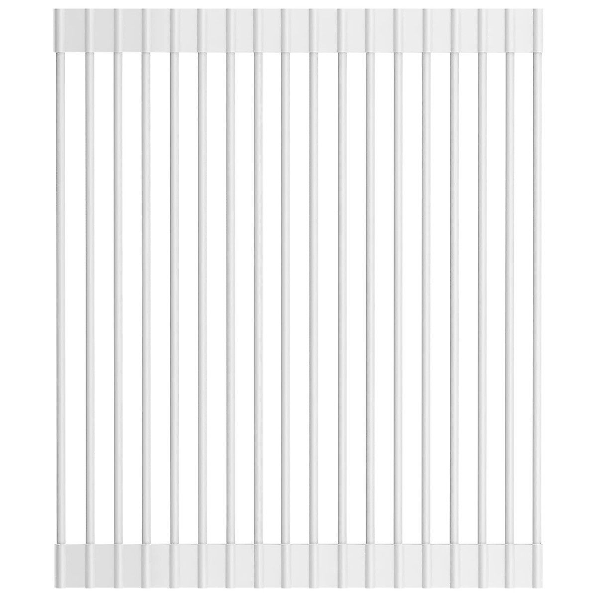 H S T Over The Sink Dish Drying Rack for Kitchen - 17" x 13" Heavy Duty Silicone Wrapped Steel Rods Over Sink Dish Drying Rack - Multipurpose Roll Up Sink Drying Rack - White