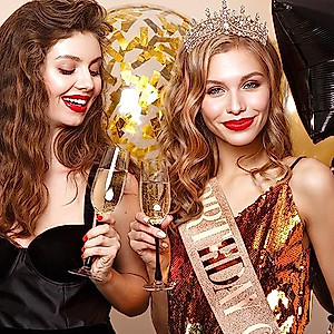 TOBATOBA Birthday Sash Birthday Crowns for Women Girls, Birthday Girl Sash and Tiara Set, Rose Gold Birthday Crown and Sash for Women, Princess Birthday Decorations for Girls Birthday Gifts for Girls