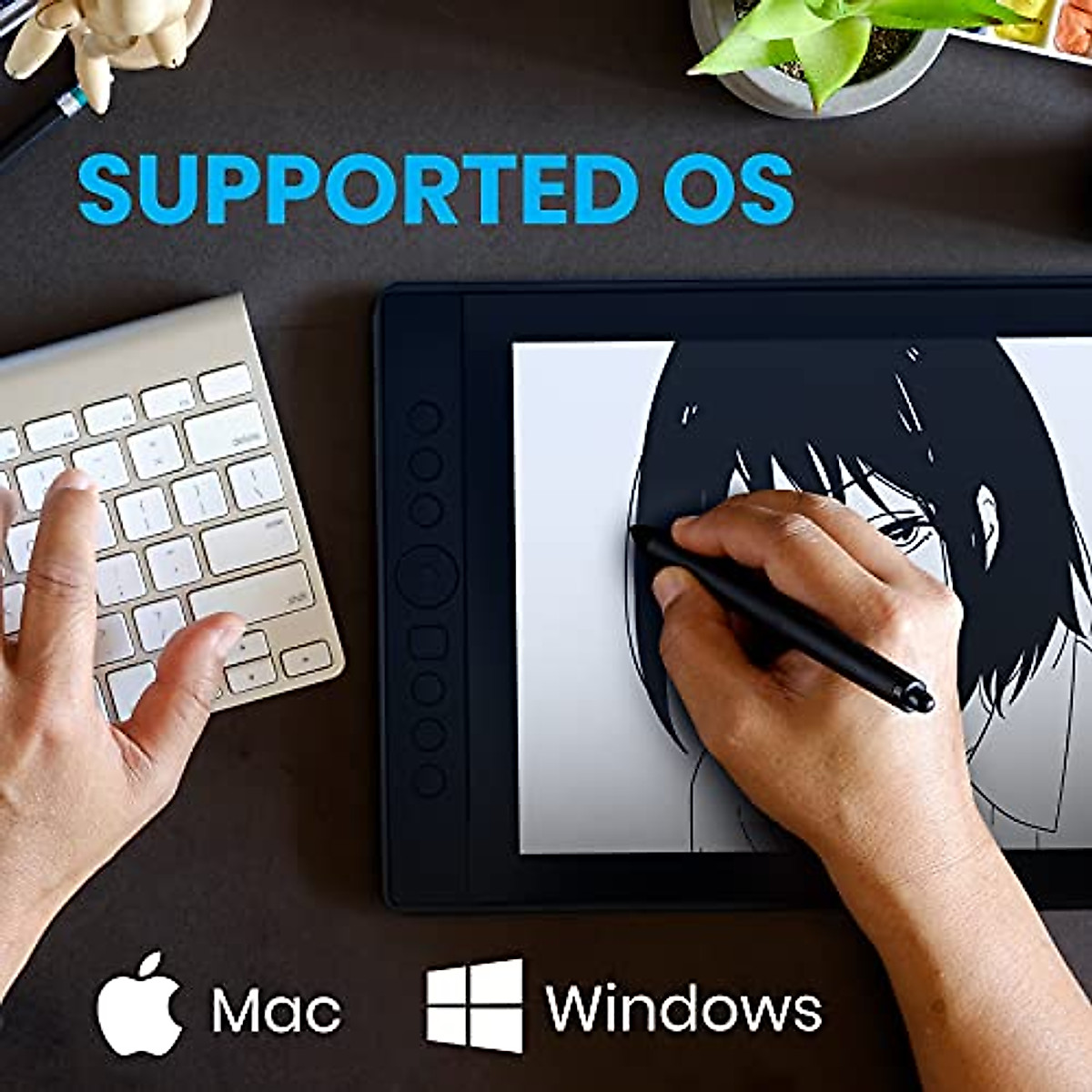 SereneLife Graphic Tablet with Passive Pen - 15.6" Full-Laminated Technology Art Monitor w/ 8192 Pressure Levels Battery-Free Stylus - Digital Drawing, Online Teaching, Design - for Windows OS