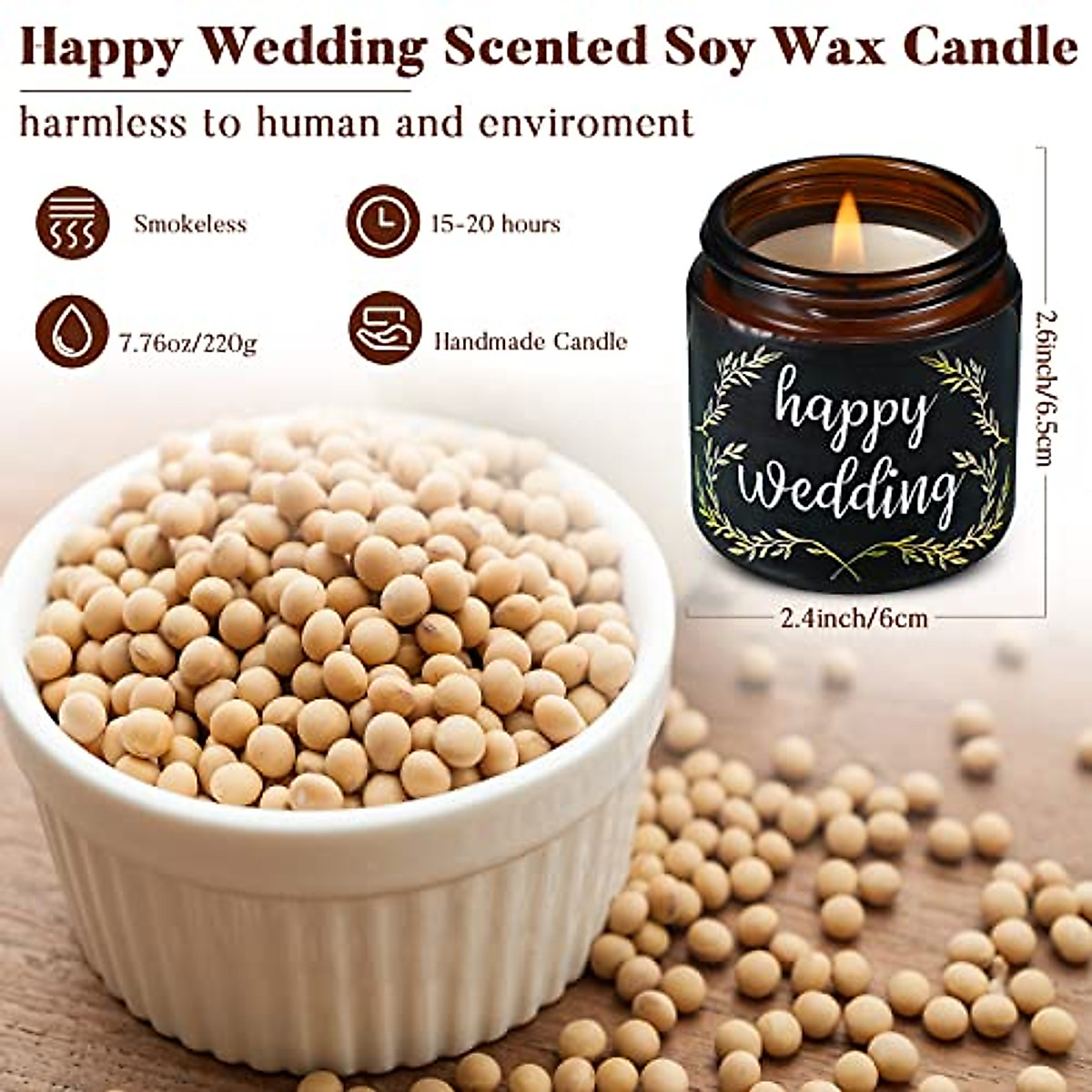 Wedding Candle Mokara Orchid Happy Wedding Candle Soy Wax Scented Candle Hand Poured Scented Candle Handmade Candle Decorative Candle for Wedding Home Engagement