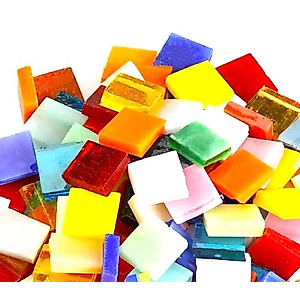 250g Mosaic Tile, Glass Tiles for Art Crafts DIY Children Puzzle Handmade Materials Home Decor -2/5 Inch (10mm X 10mm) (Assort)