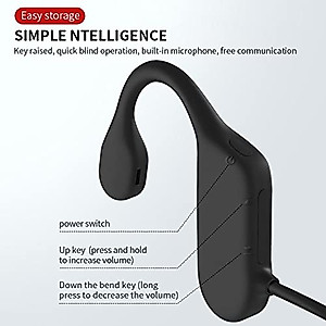 Betreasure Bone Conduction Headphones Wireless Earphone Bluetooth Earbuds Sports Waterproof HiFi Stereo Ear-Hook Headset with Microphone (Black)