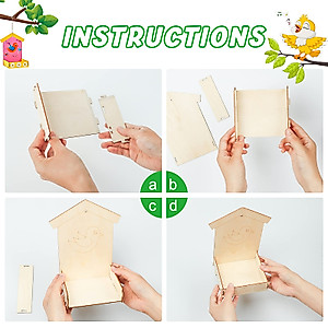 Wooden Arts and Crafts for Kids, 2-Pack Make Your Own Bird Feeder Painting Kit with Diamond Stickers, Educational Fun Kids Craft for Girls Boys Age 3-5 4-8 8-12, Welcome Birdies to Your Yard